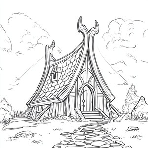50 Page Viking Homes Coloring Book Childrens Adult Volume 1 8.5"x11 ...
