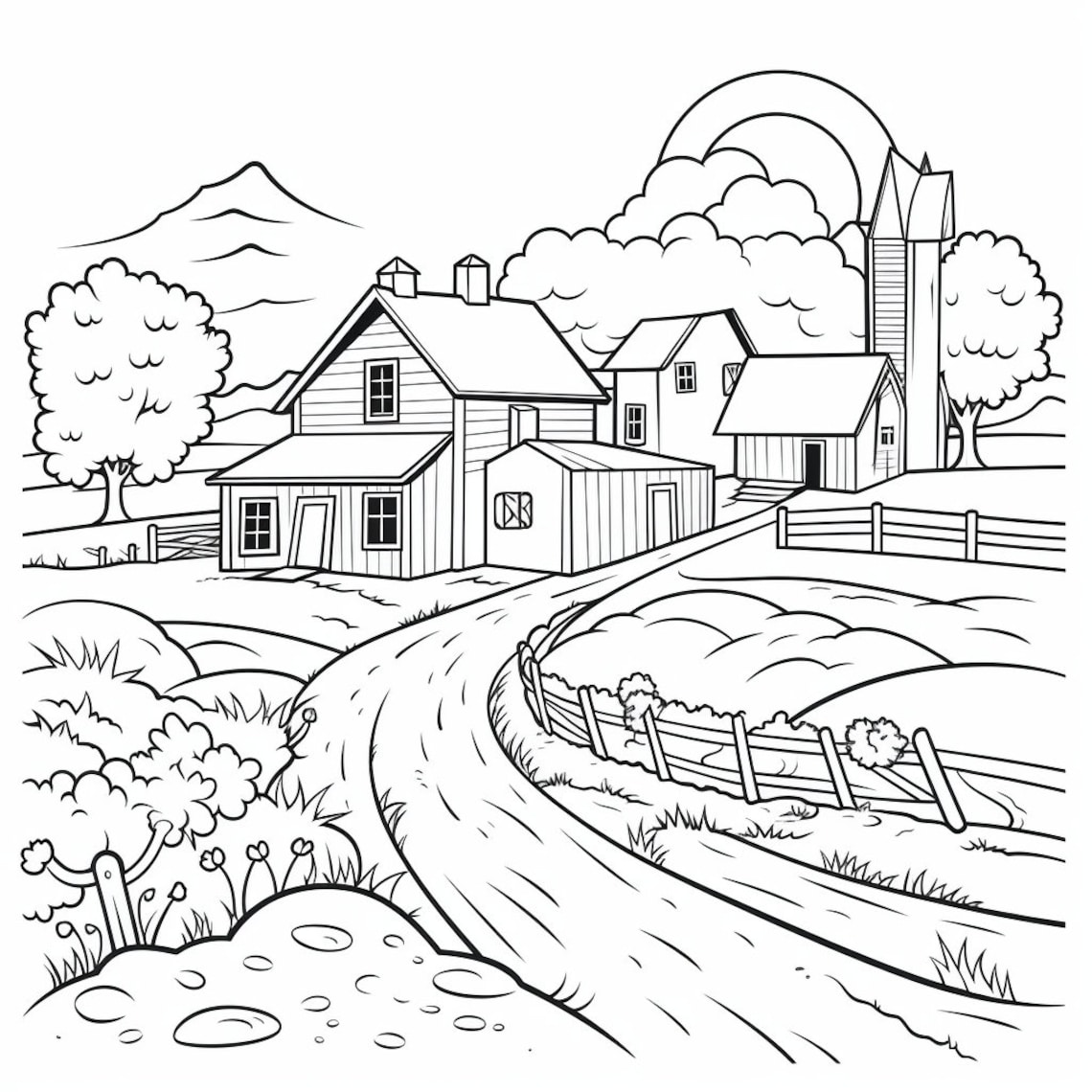 25 Page Country Farm Coloring Book Nature Peaceful Farm - Etsy