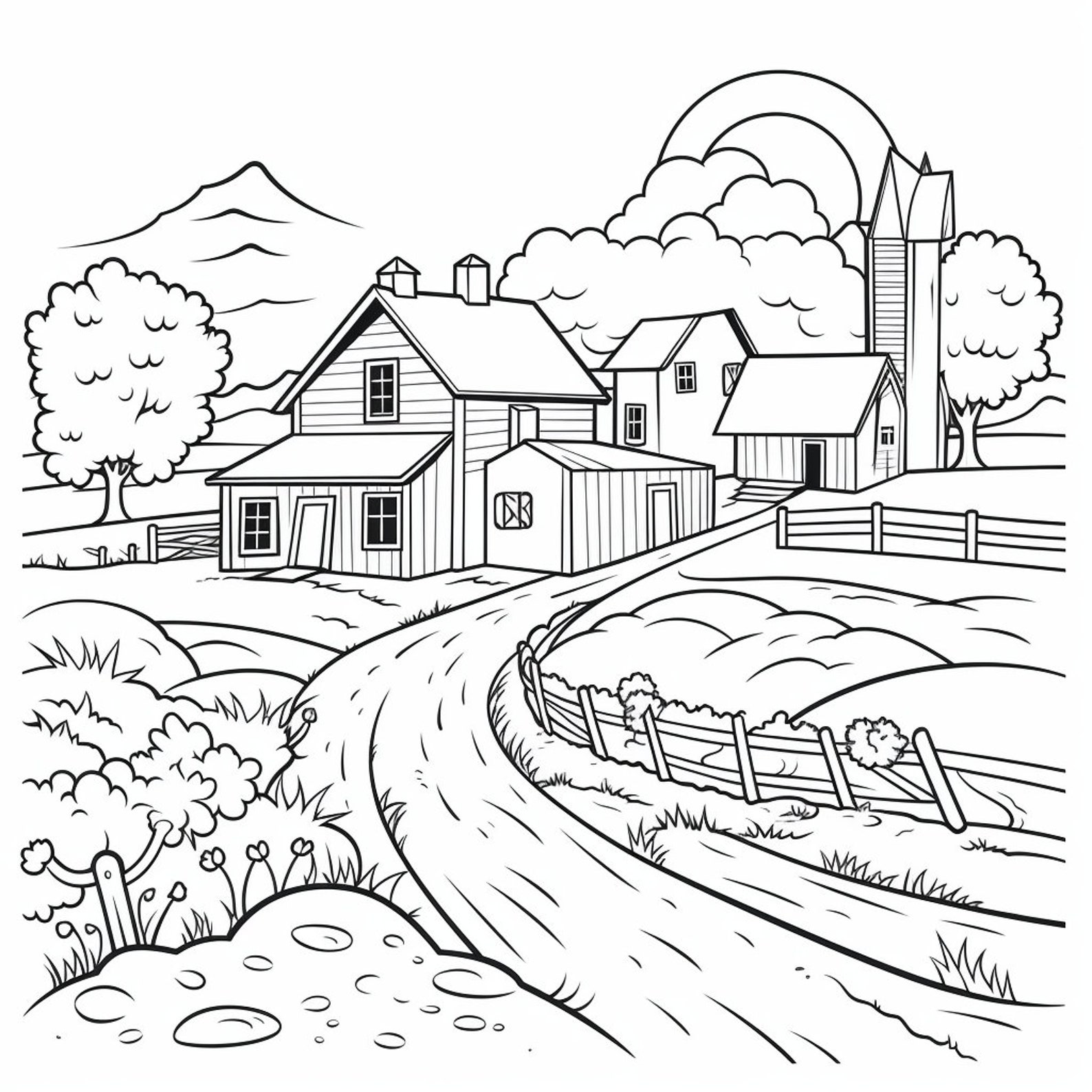 25 Page Country Farm Coloring Book Nature Peaceful Farm - Etsy