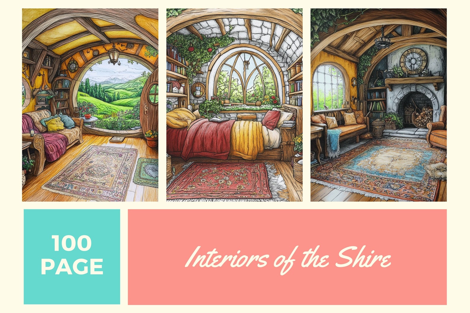 Shire Interiors Coloring Book: 100 Page Printable (PDF) - Etsy