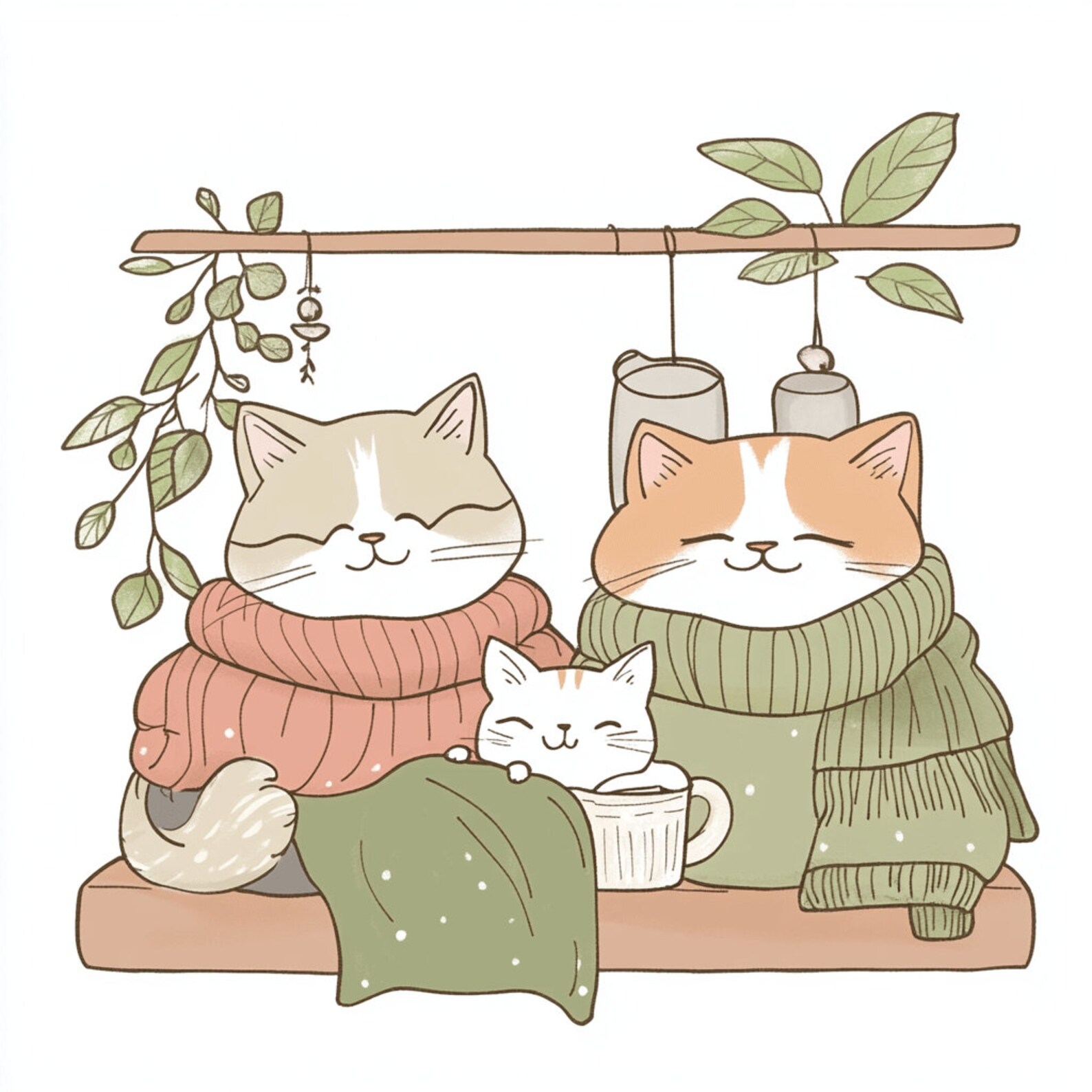 100 Page Cute Kawaii Hygge Cats Coloring Book Childrens Adult Volume 1 ...