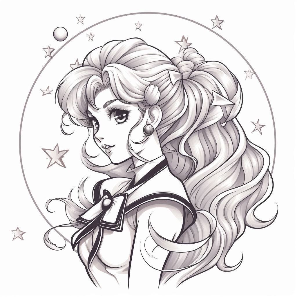 50 Page Fantasy Anime Coloring Book Magical Girls, Cosmic Adventures ...