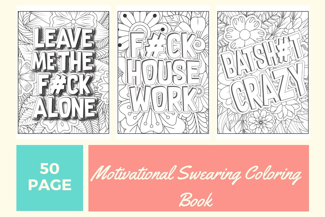 Swear Word Coloring Book: 50 Page Adult Mindfulness (PDF) - Etsy