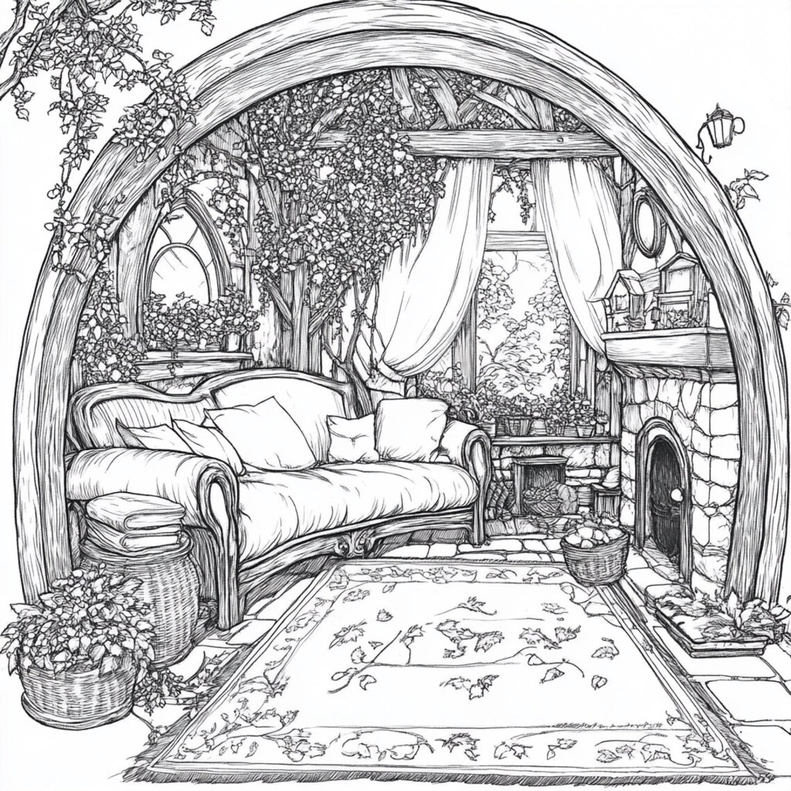 50 Page Interiors of the Shire Coloring Book Childrens Adult Volume 1 8 ...