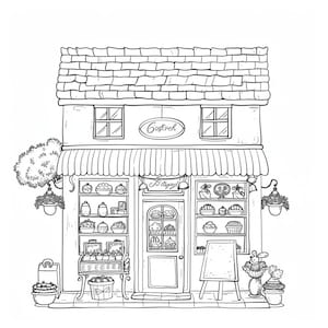 50 Page Cute Kawaii Store Fronts Coloring Book Childrens Adult Volume 1 ...