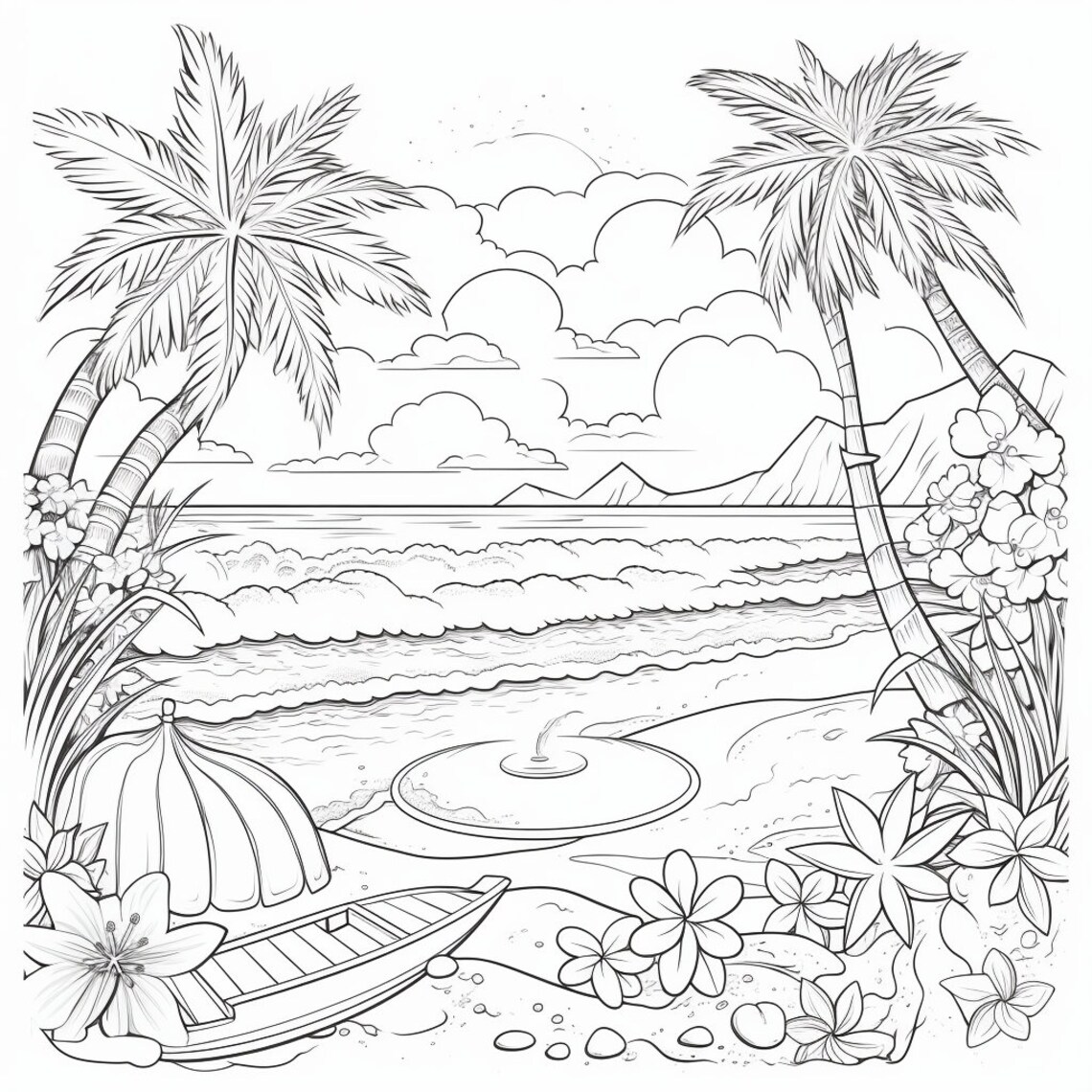 64 Page Beach Themed Seascape Coloring Book for All Ages - Etsy