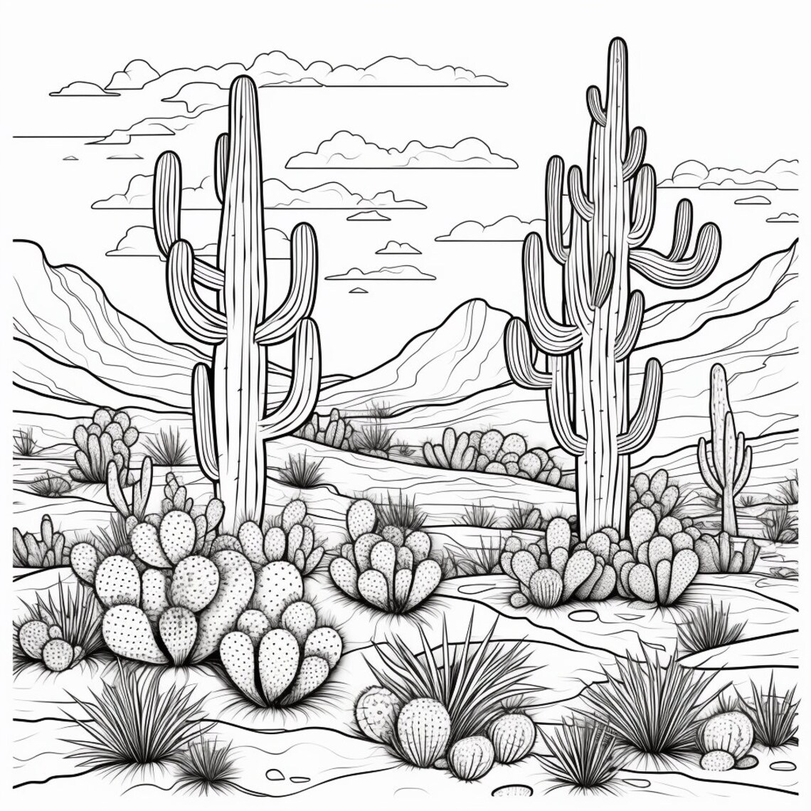 50 Page Floral Cactus & Succulent Coloring Book, Printable PDF ...