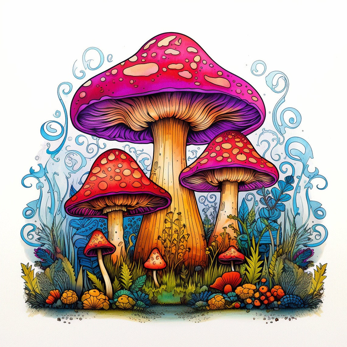 Mushroom Coloring Book Fantastic Fungi Magic Mushrooms - Etsy