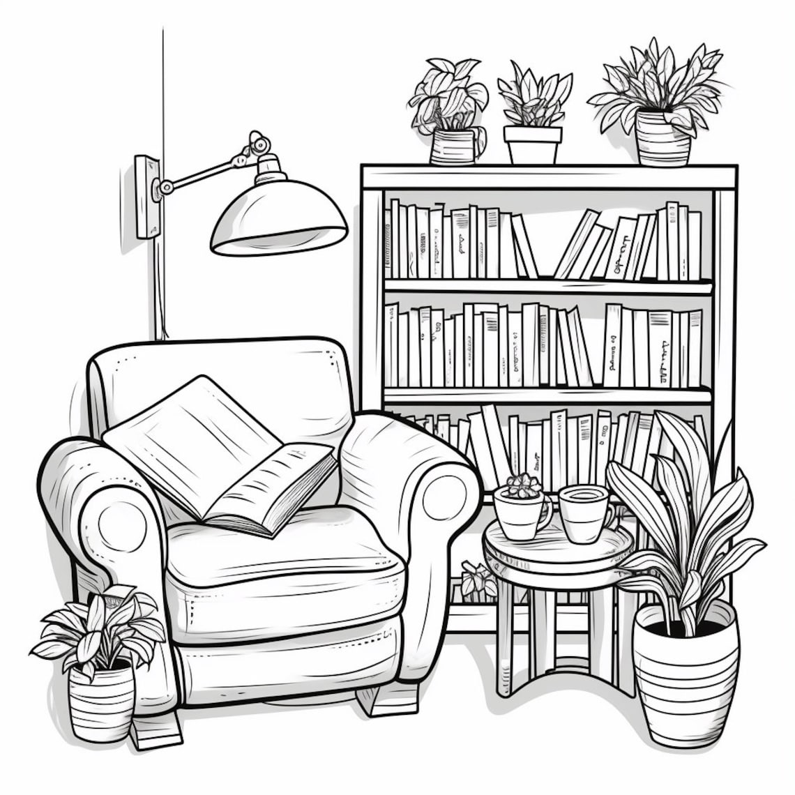 50 Page Cozy Reading Interior Spaces Coloring Book for Adults - Etsy