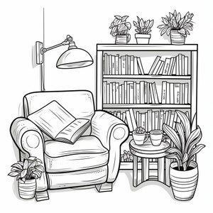 50 Page Cozy Reading Interior Spaces Coloring Book for Adults - Etsy