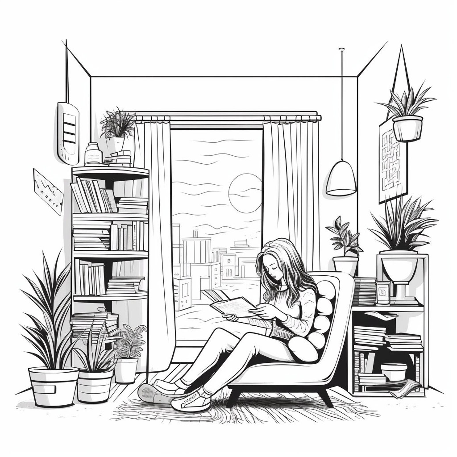 50 Page Cozy Reading Nooks Coloring Book Childrens Adult Volume 2 8.5 ...