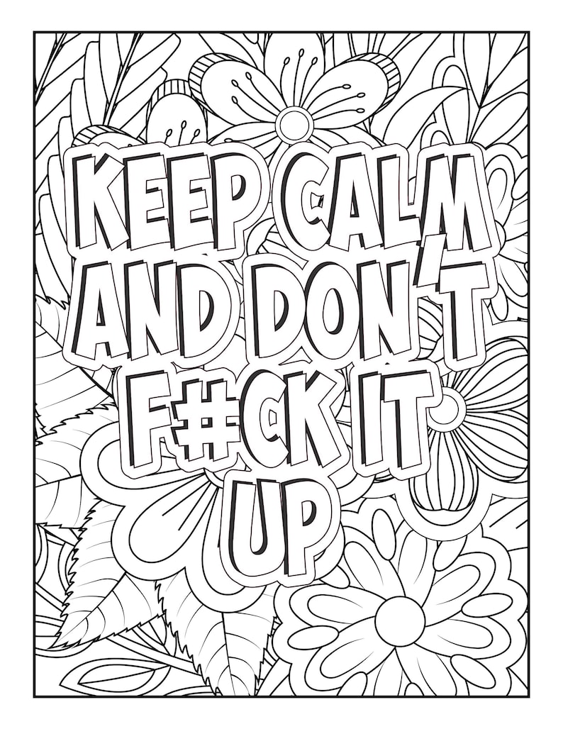 Swear Word Motivational Coloring Book Pages, Adult, Stress Relief ...