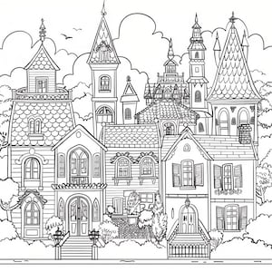 100 Page Intricate Houses Coloring Book Childrens Adult Volume 1 8.5 ...