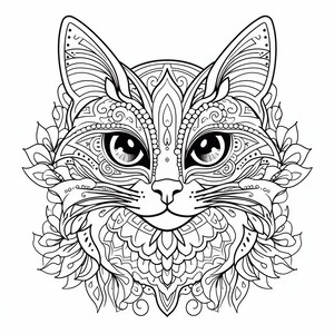 50 Page Vol 5 Cat Mandala Coloring Book Adults Children - Etsy