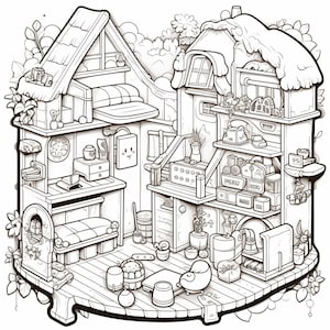 100 Page Kawaii Style Cozy Pocket Room Coloring Book Childrens Adult ...