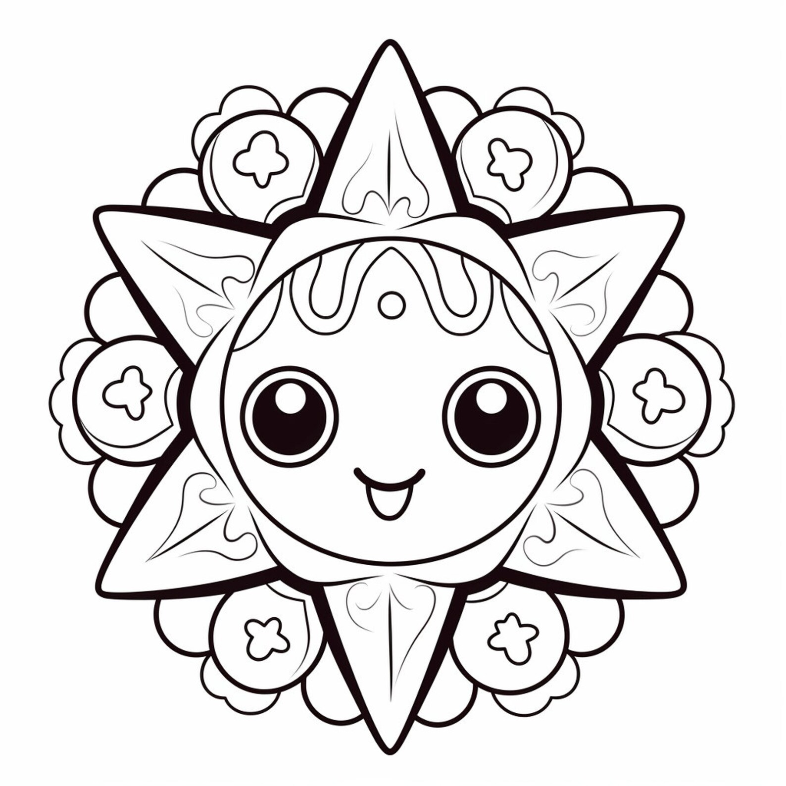 50 Page Cute Kawaii Style Mandala Coloring Book Childrens Adult Volume ...