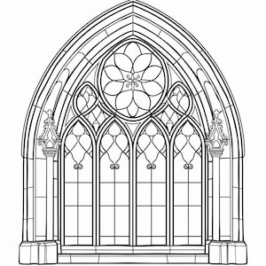 100 Page Stained Glass Window Arches Coloring Book Childrens Adult ...