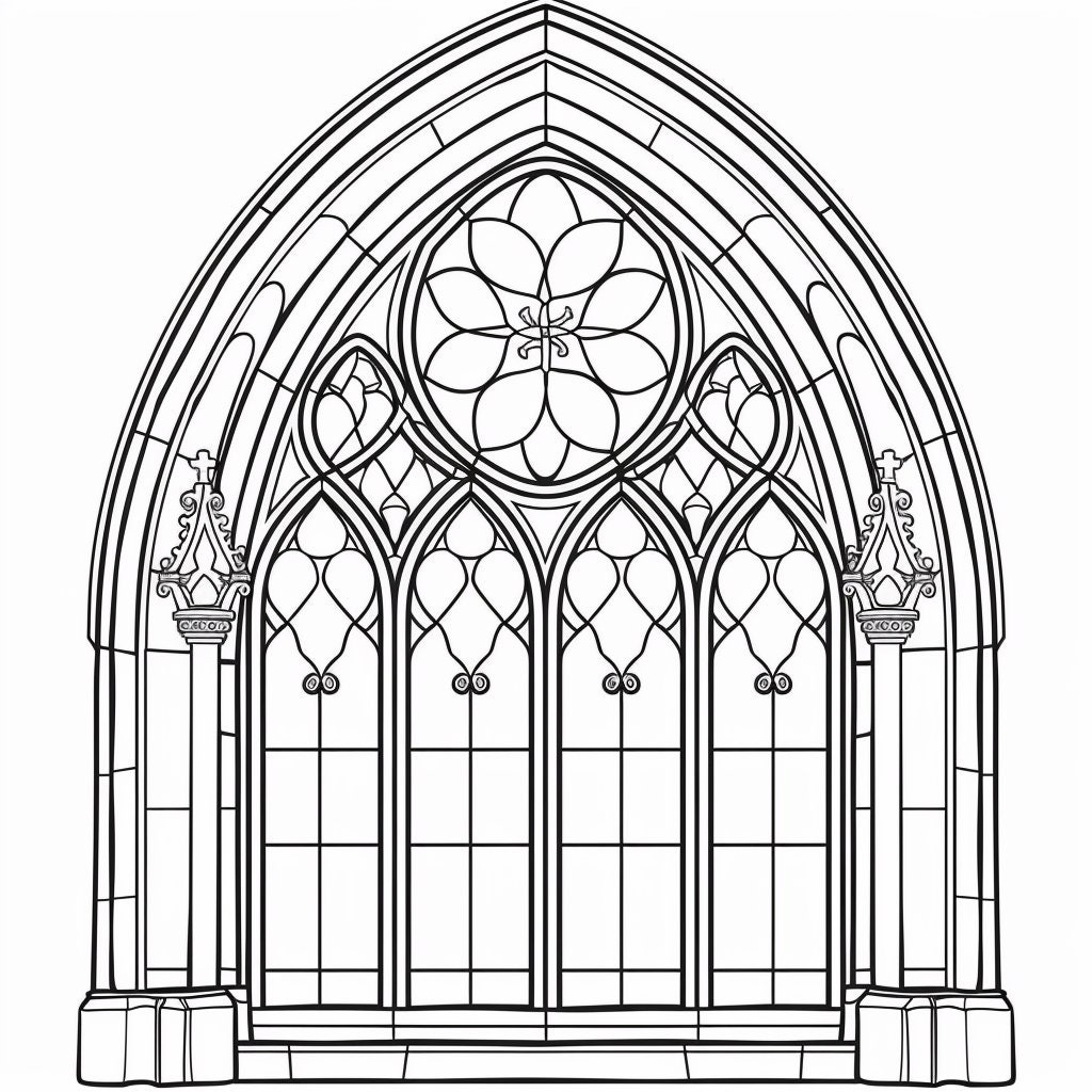 100 Page Stained Glass Window Arches Coloring Book for Adults and ...