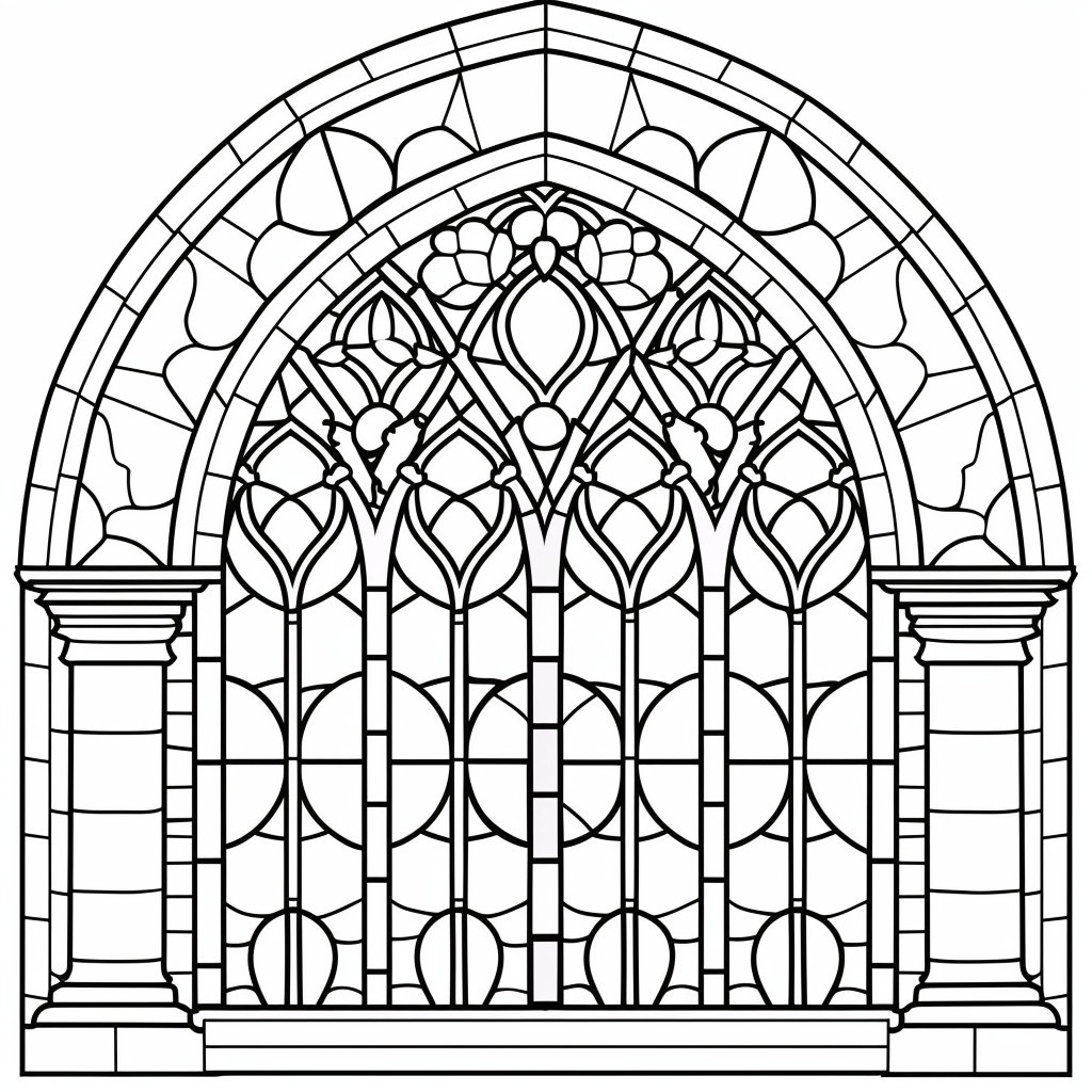100 Page Stained Glass Window Arches Coloring Book for Adults and ...