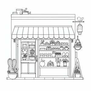 50 Page Cute Kawaii Store Fronts Coloring Book Childrens Adult Volume 1 ...