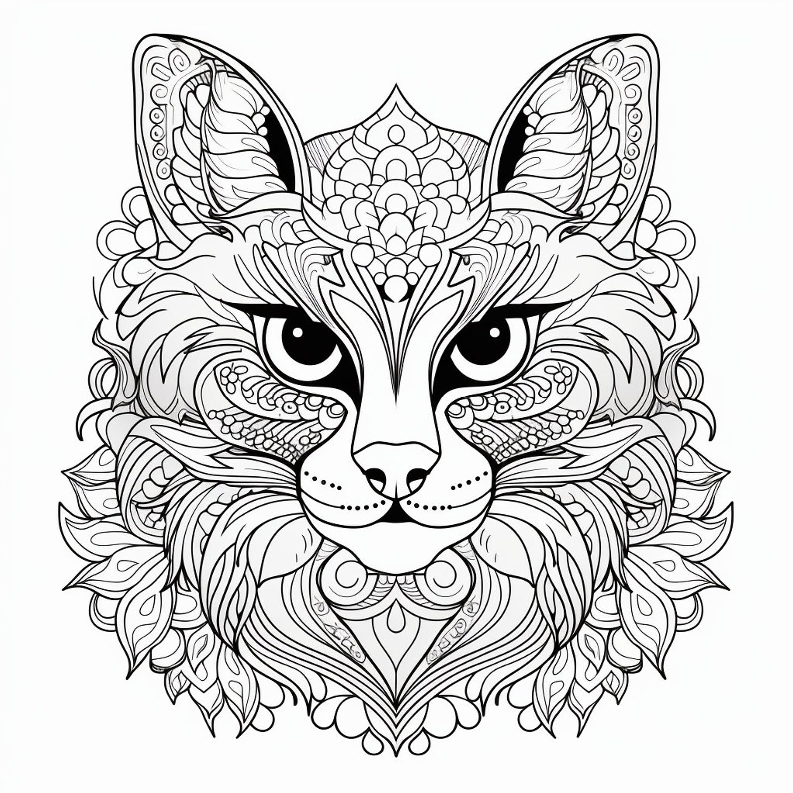 50 Page Vol 5 Cat Mandala Coloring Book Adults Children - Etsy