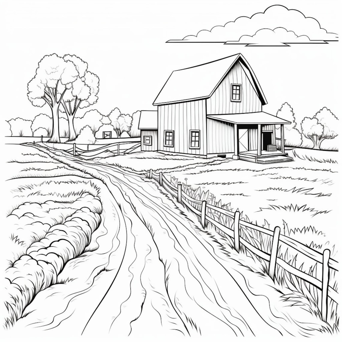 25 Page Country Farm Coloring Book Nature Peaceful Farm - Etsy