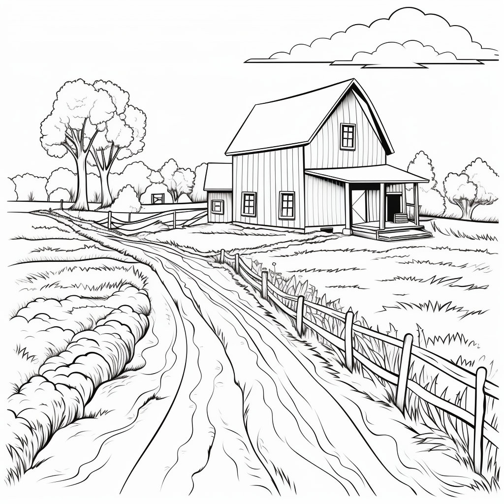 25 Page Country Farm Coloring Book Nature Peaceful Farm - Etsy