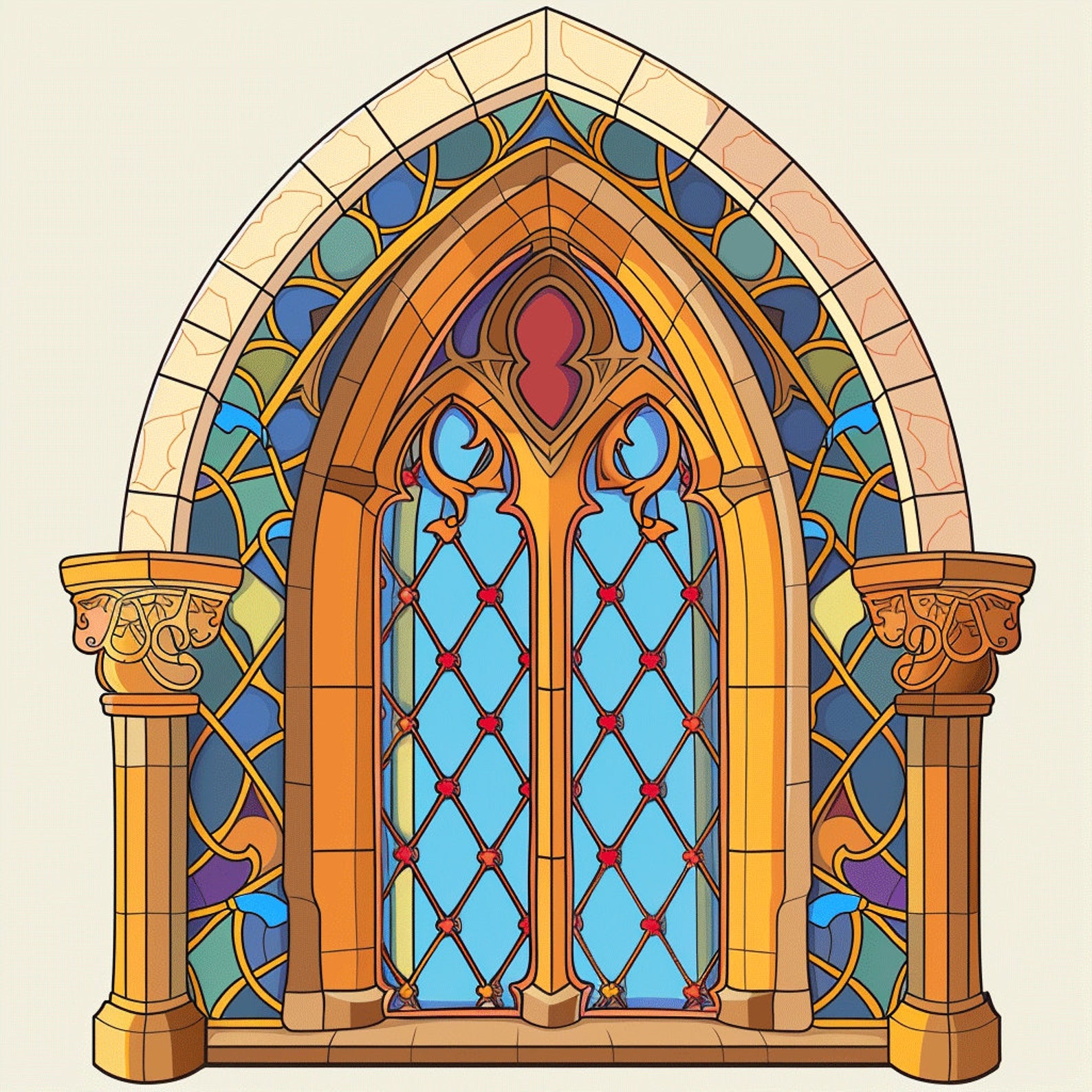 Stained Glass Window Arches Coloring Book: 100 Page Printable (PDF) - Etsy