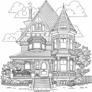 100 Page Intricate Houses Coloring Book Childrens Adult Volume 1 8.5x11 ...