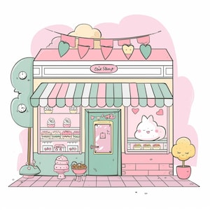 50 Page Cute Kawaii Store Fronts Coloring Book Childrens Adult Volume 1 ...
