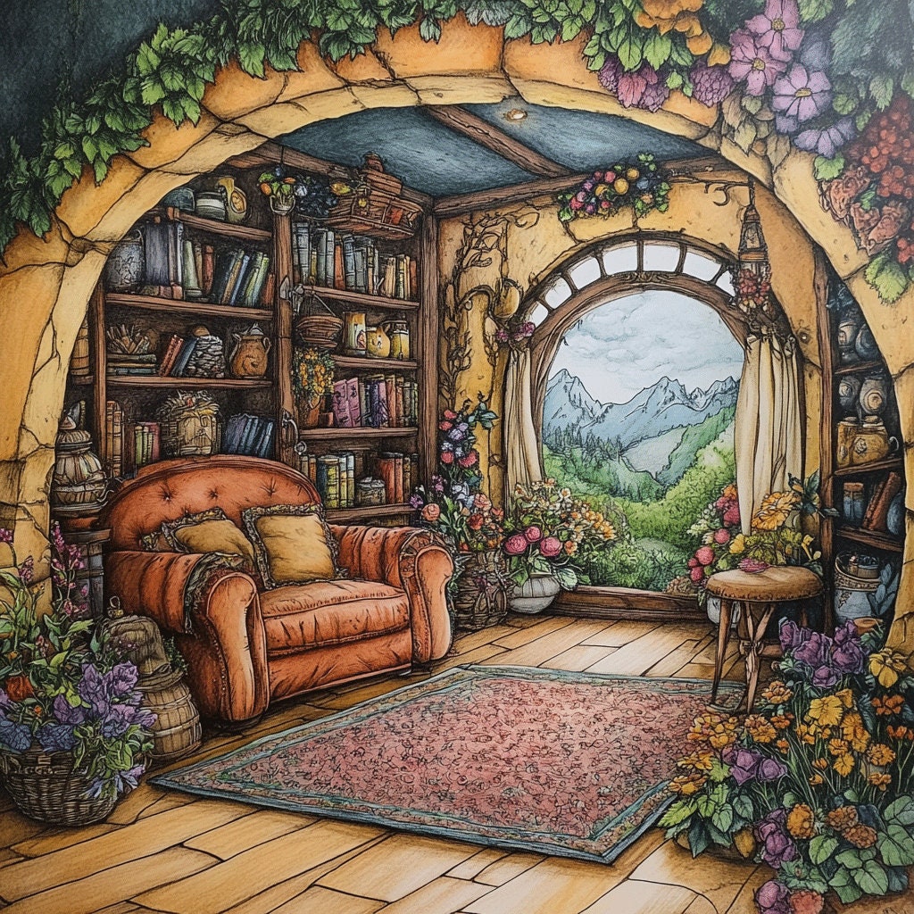 50 Page Interiors of the Shire Coloring Book Childrens Adult Volume 1 8 ...