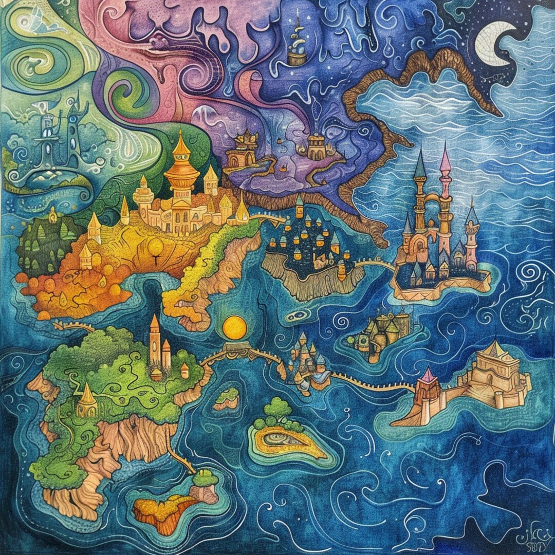 100 Page Mystical Maps Coloring Book Childrens Adult Volume 1 8.5x11 ...