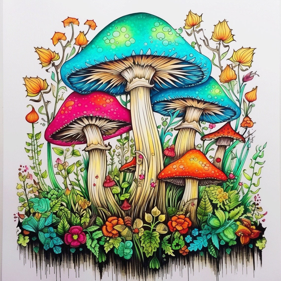Mushroom Coloring Book Fantastic Fungi Magic Mushrooms - Etsy