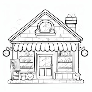 50 Page Cute Kawaii Store Fronts Coloring Book Childrens Adult Volume 1 ...