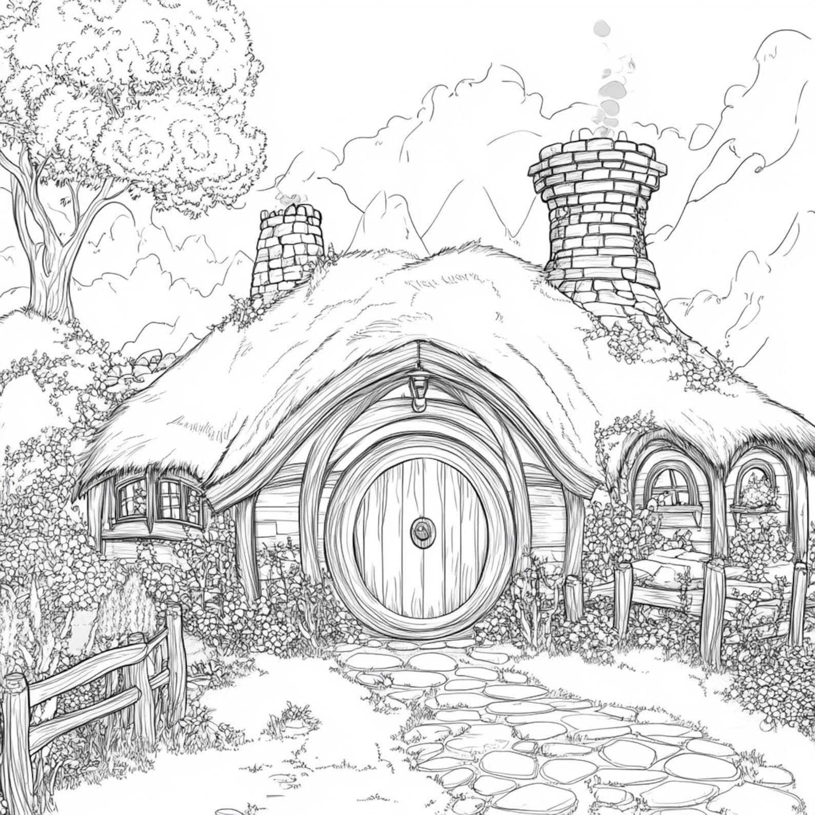 10 Page Sample Homes of the Shire Coloring Book Childrens Adult Volume ...