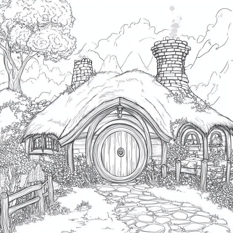 10 Page Sample Homes of the Shire Coloring Book Childrens Adult Volume ...