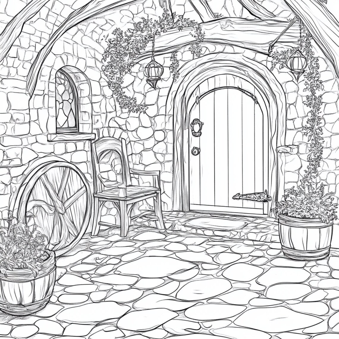 50 Page Interiors of the Shire Coloring Book Childrens Adult Volume 1 8 ...