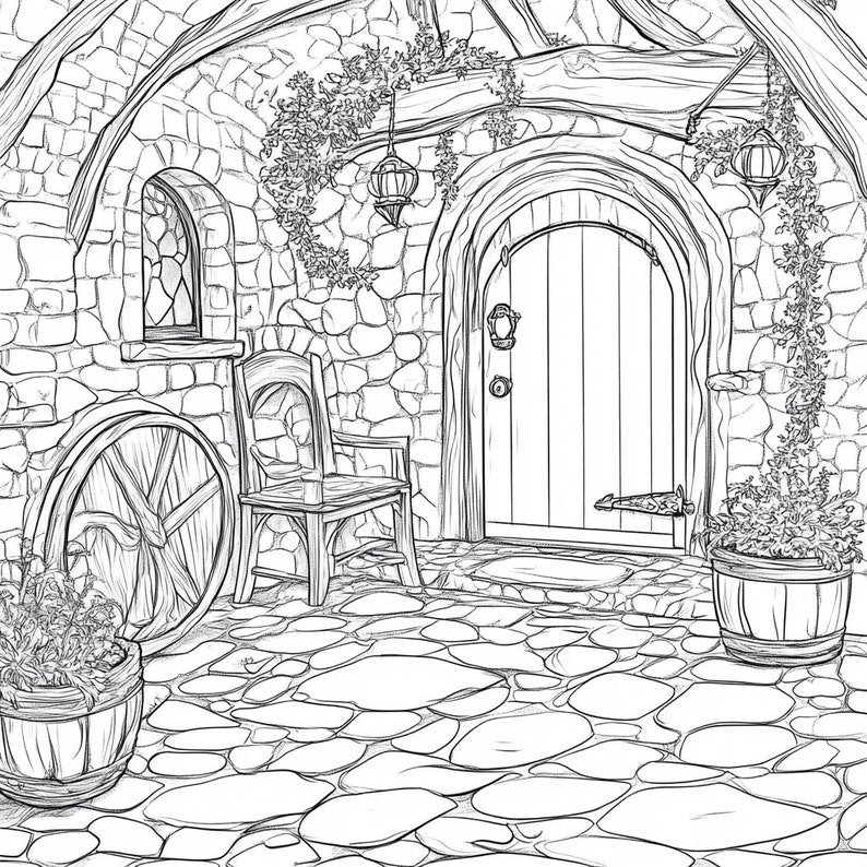 50 Page Interiors of the Shire Coloring Book Childrens Adult Volume 1 8 ...