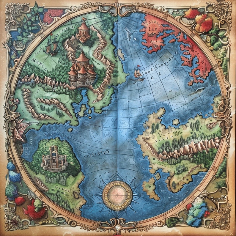 100 Page Mystical Maps Coloring Book Childrens Adult Volume 1 8.5x11 ...