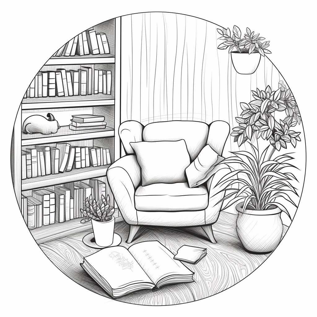 50 Page Cozy Reading Interior Spaces Coloring Book for Adults - Etsy
