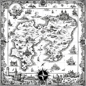 100 Page Mystical Maps Coloring Book Childrens Adult Volume 1 8.5"x11 ...