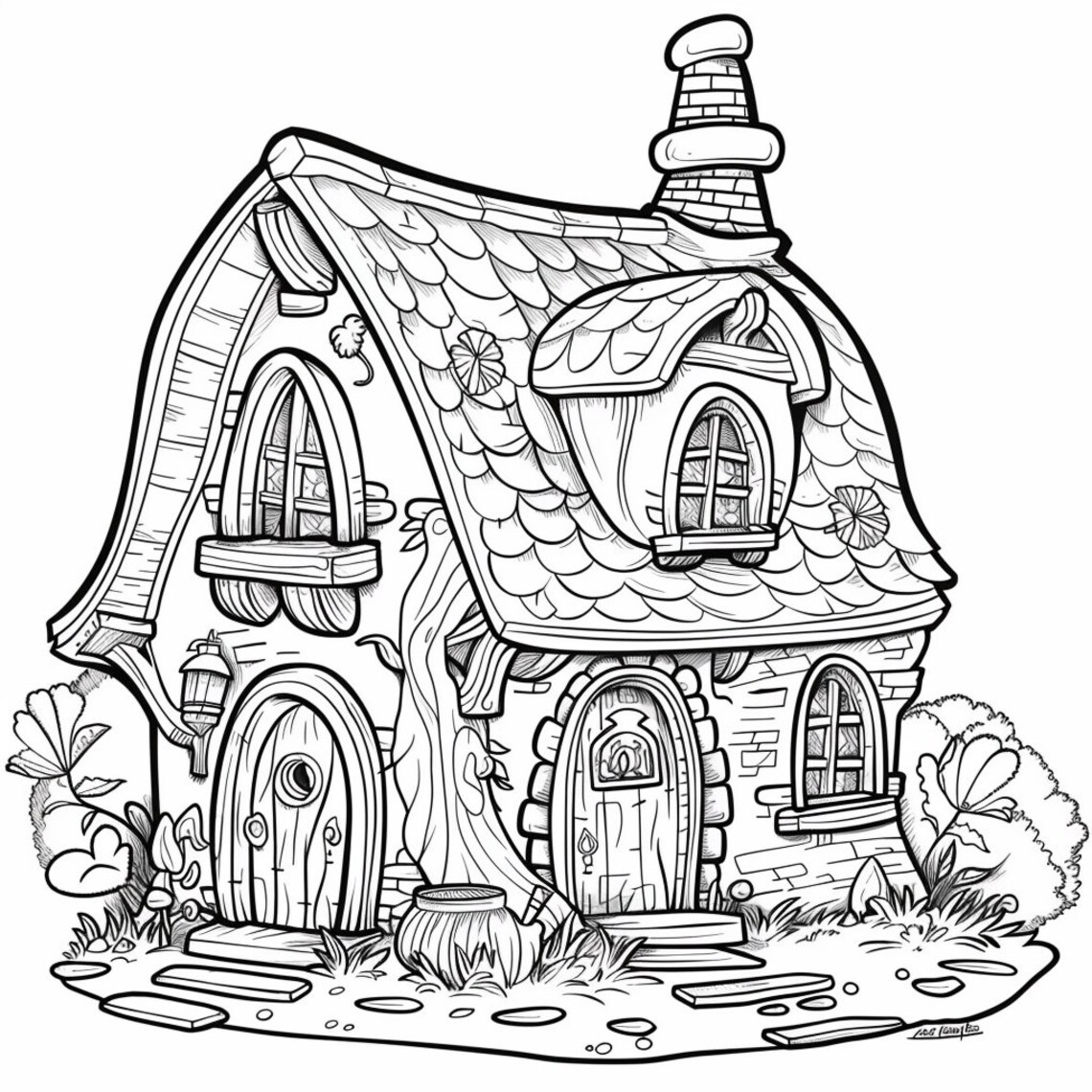 100 Page Cozy Cottages Coloring Book Childrens Adult Volume 1 8.5x11 ...