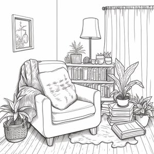 50 Page Cozy Reading Nooks Coloring Book Childrens Adult Volume 2 8.5 ...