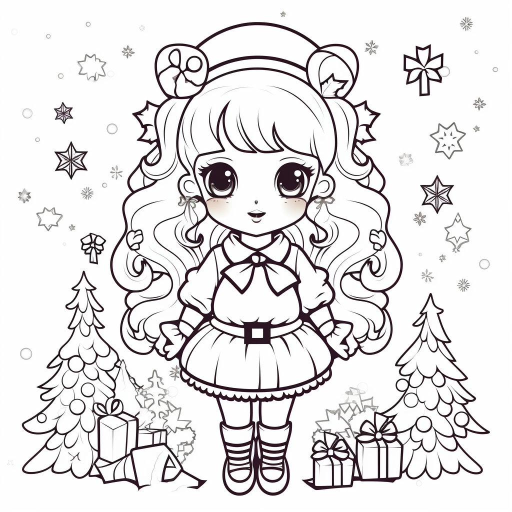 150 Page Cute Kawaii Style Christmas Winter Wonderland Coloring Book ...