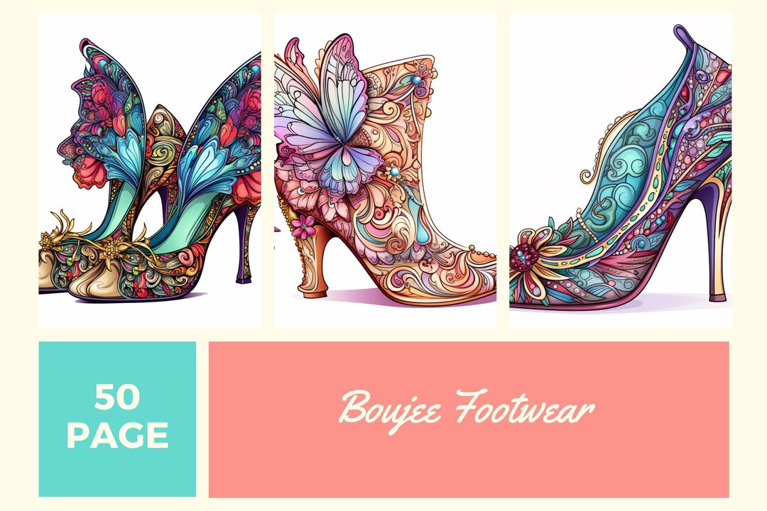50 Page Boujee Chic Footwear Coloring Book, Volume 2, PDF 8.5"x 11" - Etsy