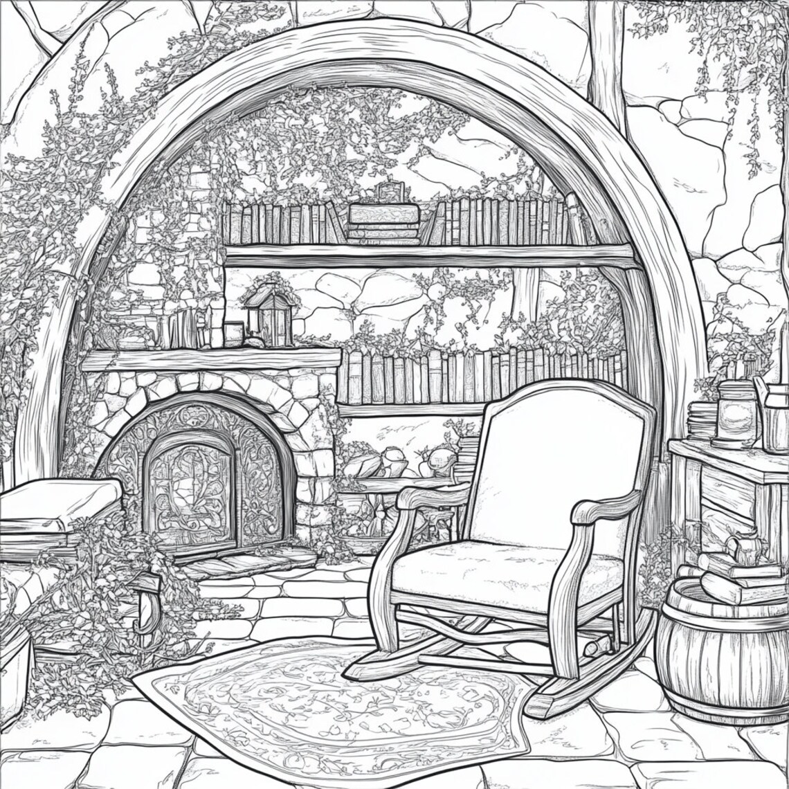 50 Page Interiors of the Shire Coloring Book Childrens Adult Volume 1 8 ...