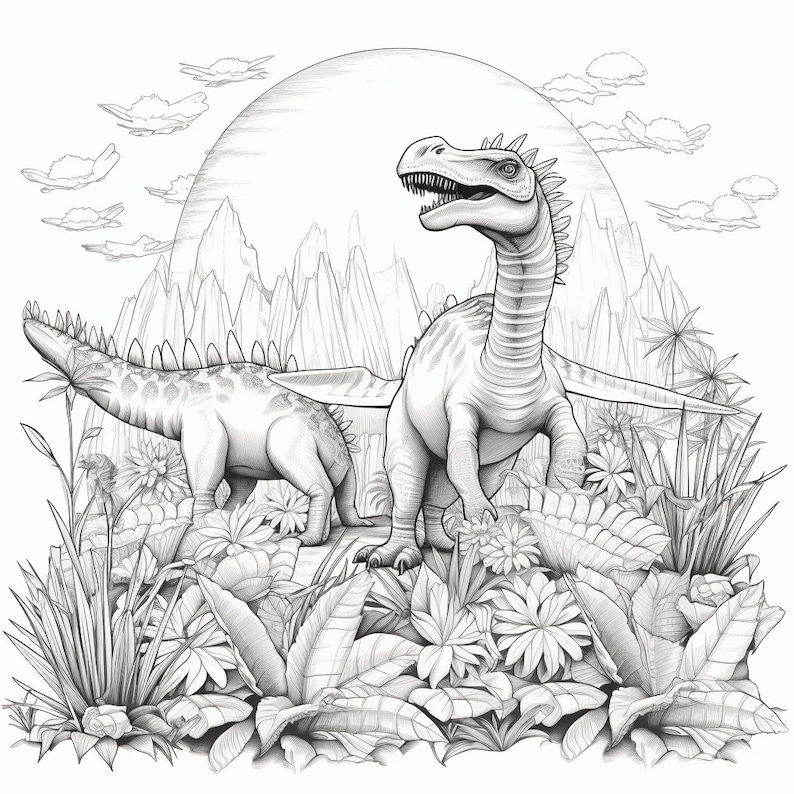 56 Page Dinosaur Coloring Book Children Volume 1 8.5"x11" PDF - Etsy