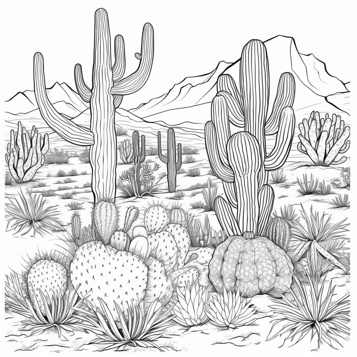 50 Page Floral Cactus & Succulent Coloring Book, Printable PDF ...
