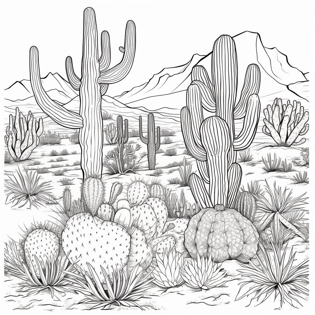 50 Page Floral Cactus & Succulent Coloring Book, Printable PDF ...