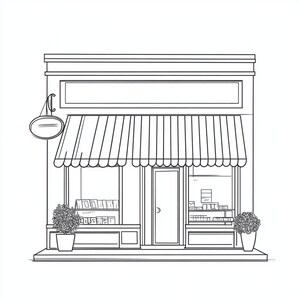 25 Page Minimalist Storefront Coloring Book Volume 1 8.5"x11" PDF Page ...